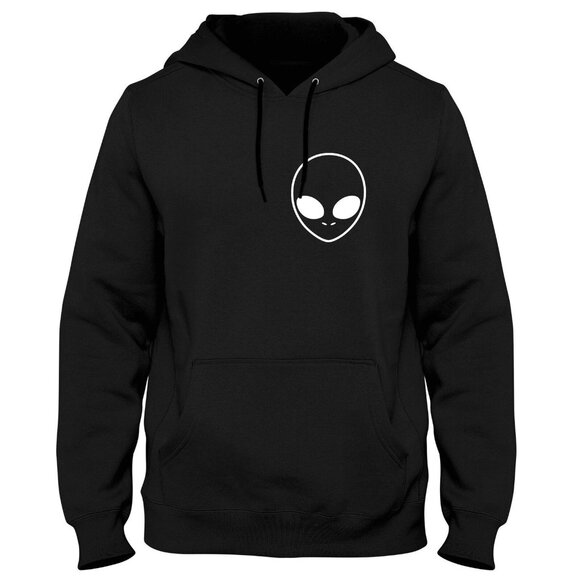Shirts | New Alien Face Head Black Hoodie Fleece Sweatshirt | Poshmark